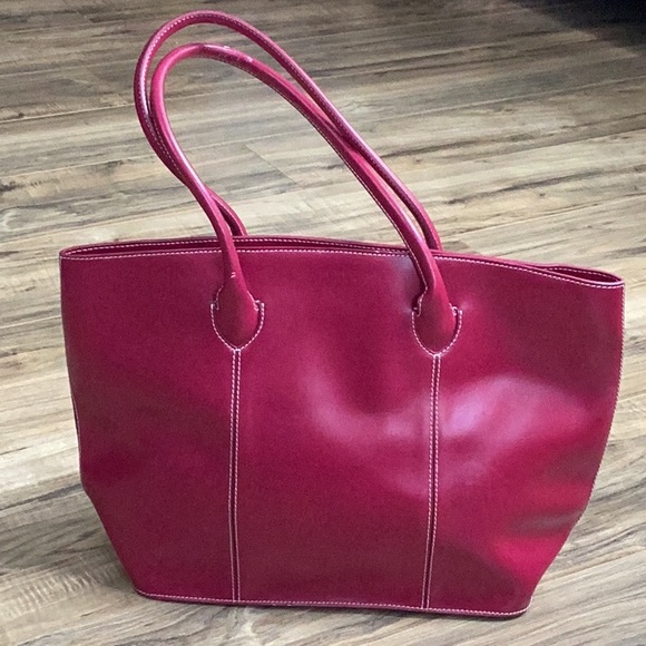 Furla | Bags | Furla Bright Pink Magenta Leather Handbag With White ...